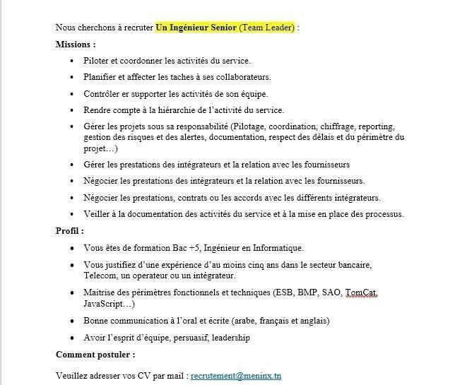 Meninx HOLDING /// recrute :: [offre d'emploi n°3 Mai] » Offres d'emplois