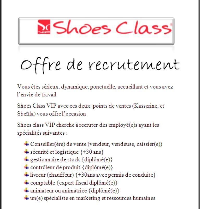 Shoes Class VIP // recrute [plusieurs profils] » Offres d'emplois