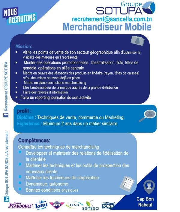 Le groupe SOTUPA / recrute en urgence [Merchandiseur] » Offres d'emplois