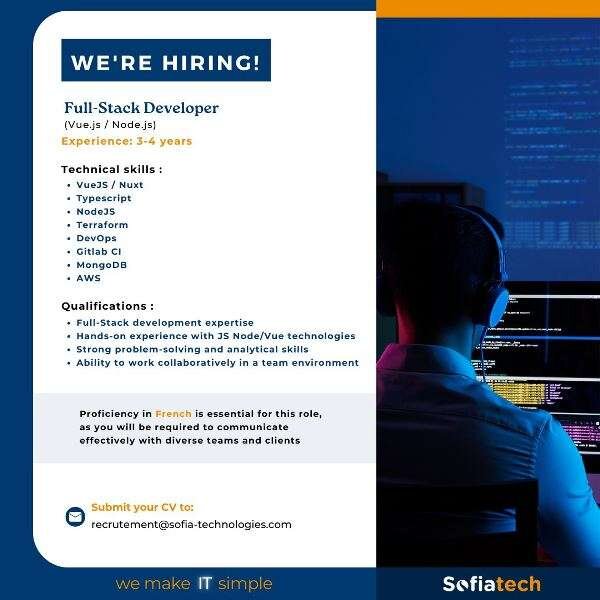 𝐒𝐨𝐟𝐢𝐚𝐭𝐞𝐜𝐡 𝐢𝐬 𝐇𝐢𝐫𝐢𝐧𝐠 📣 » Informatique / ... » CDD » Offres d'emplois